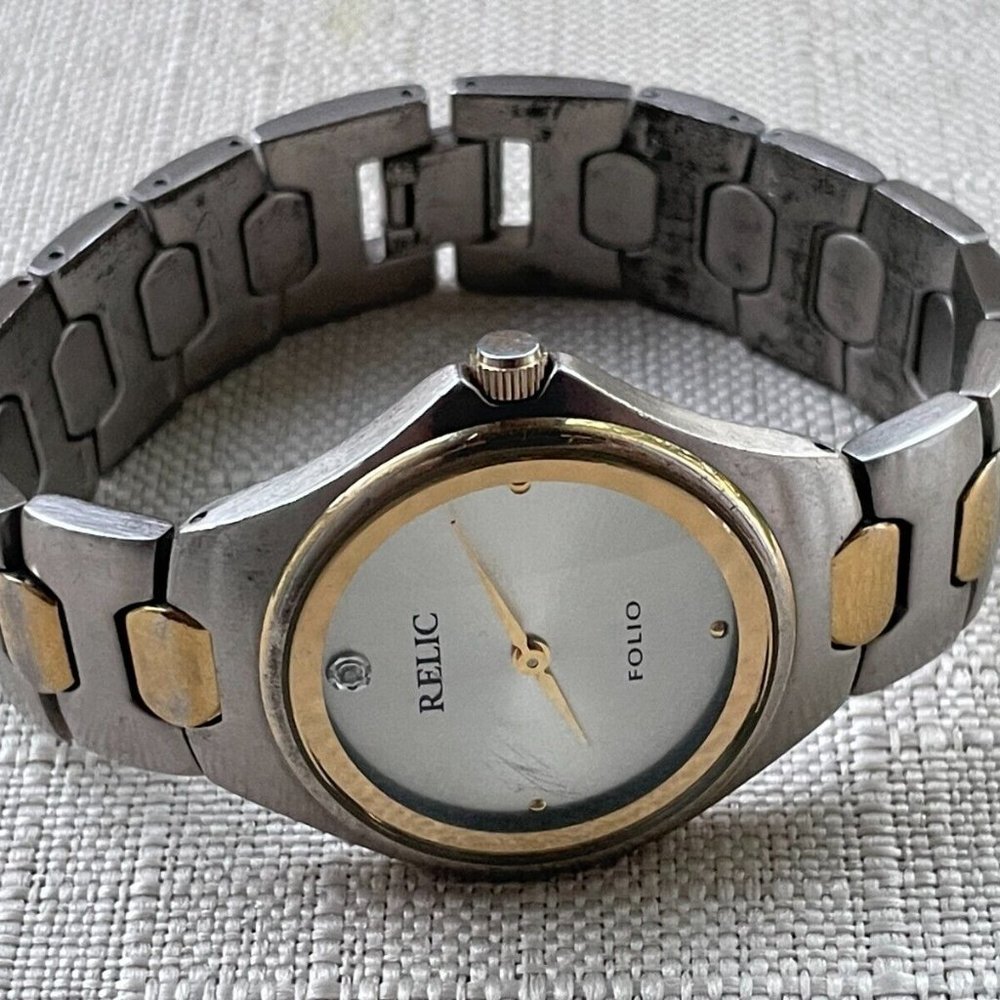 Relic Folio Men Wristwatch Silver/Gold Analog Quartz … - Gem